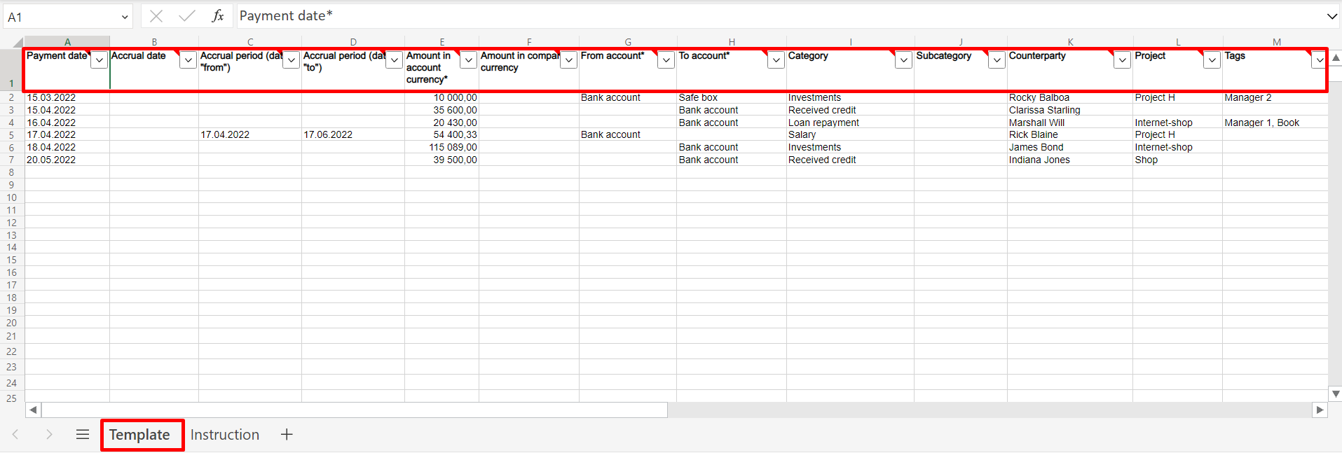 How to transfer data from Excel to Finmap using import - support.finmap.online
