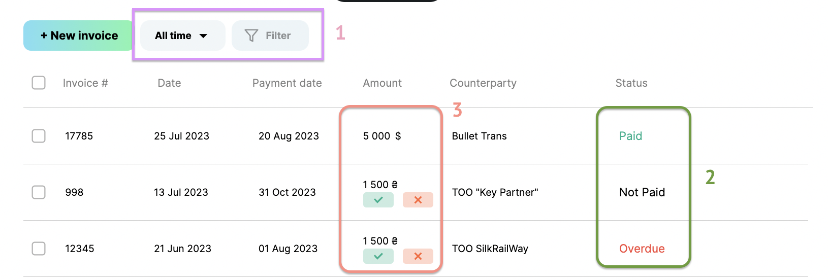 Section Invoices - support.finmap.online